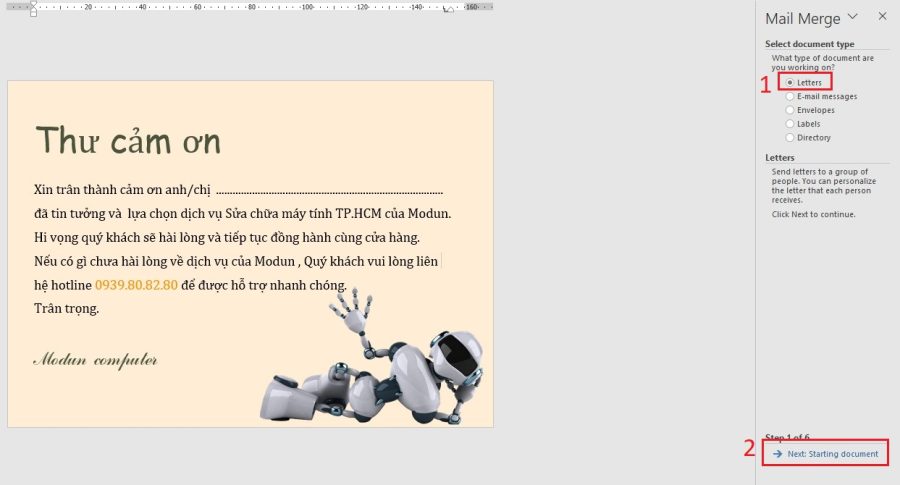 Sử dụng tính năng Mail merge trong Microsoft Word – ModunComputer
